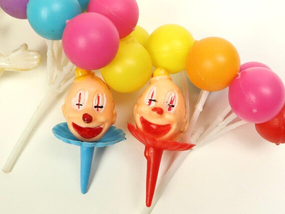 Wilton Clown Cake/Cupcake Toppers 14 Pieces, 1970s Vi… - Gem