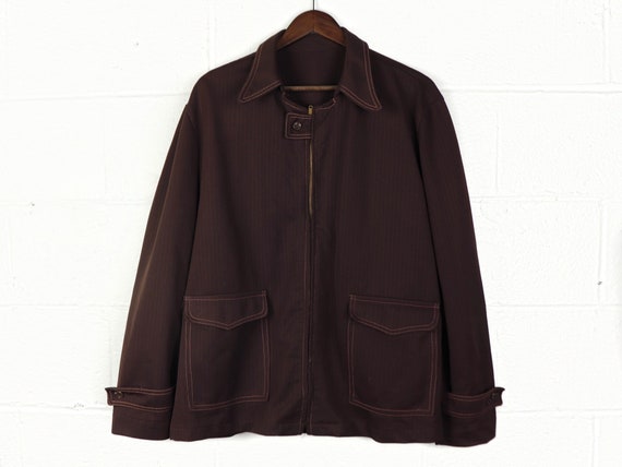 Brown Dagger Collar Light Weight Jacket, 1970s Vintage - Gem