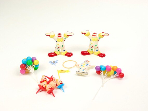 Wilton Clown Cake/Cupcake Toppers 14 Pieces, 1970s Vi… - Gem