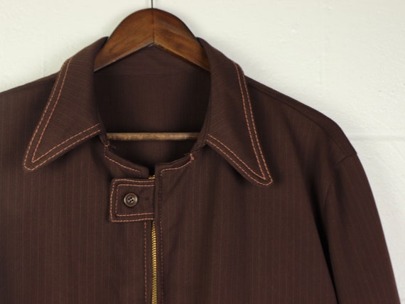 Brown Dagger Collar Light Weight Jacket, 1970s Vintage - Gem