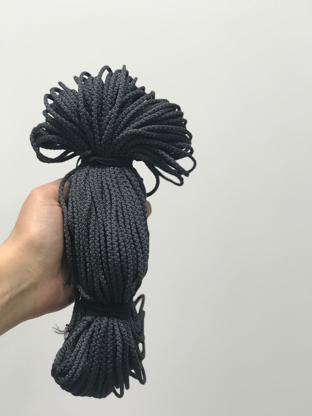 3mm Grey Polyester Cord, Macramé Cord, Braided Cord, Dark Grey Rope ...