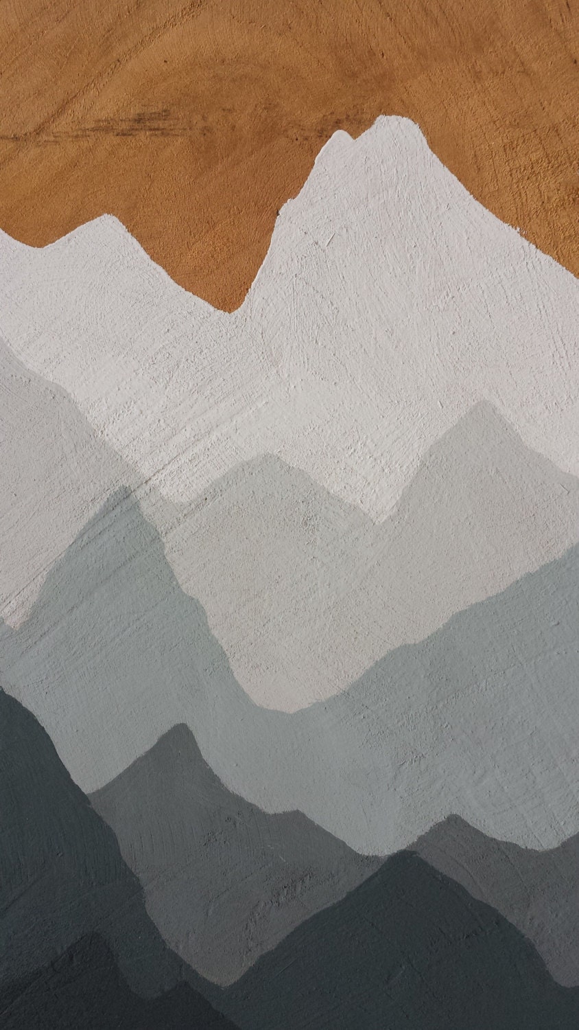 Teak Wood Sign With Painting of Mountains | Etsy