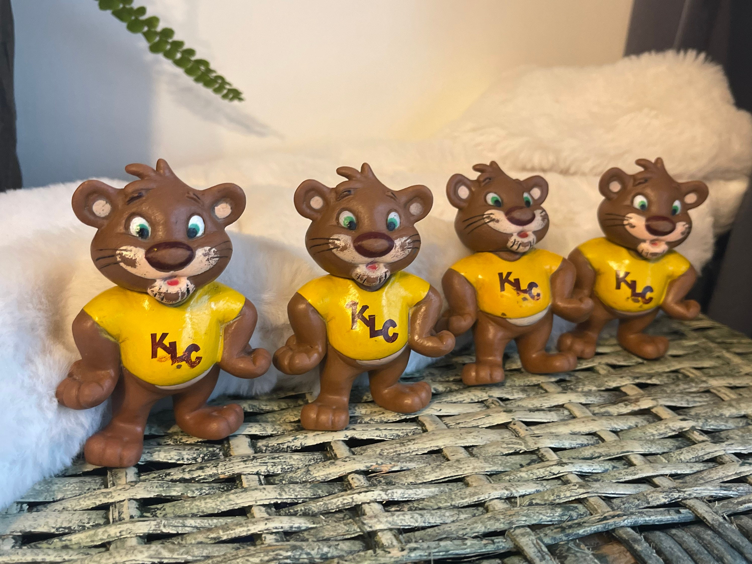 Four (4) KLC Hard Pvc Mascot Figure Toy 3 Inch Uncommon Tiger Bear Cat ...