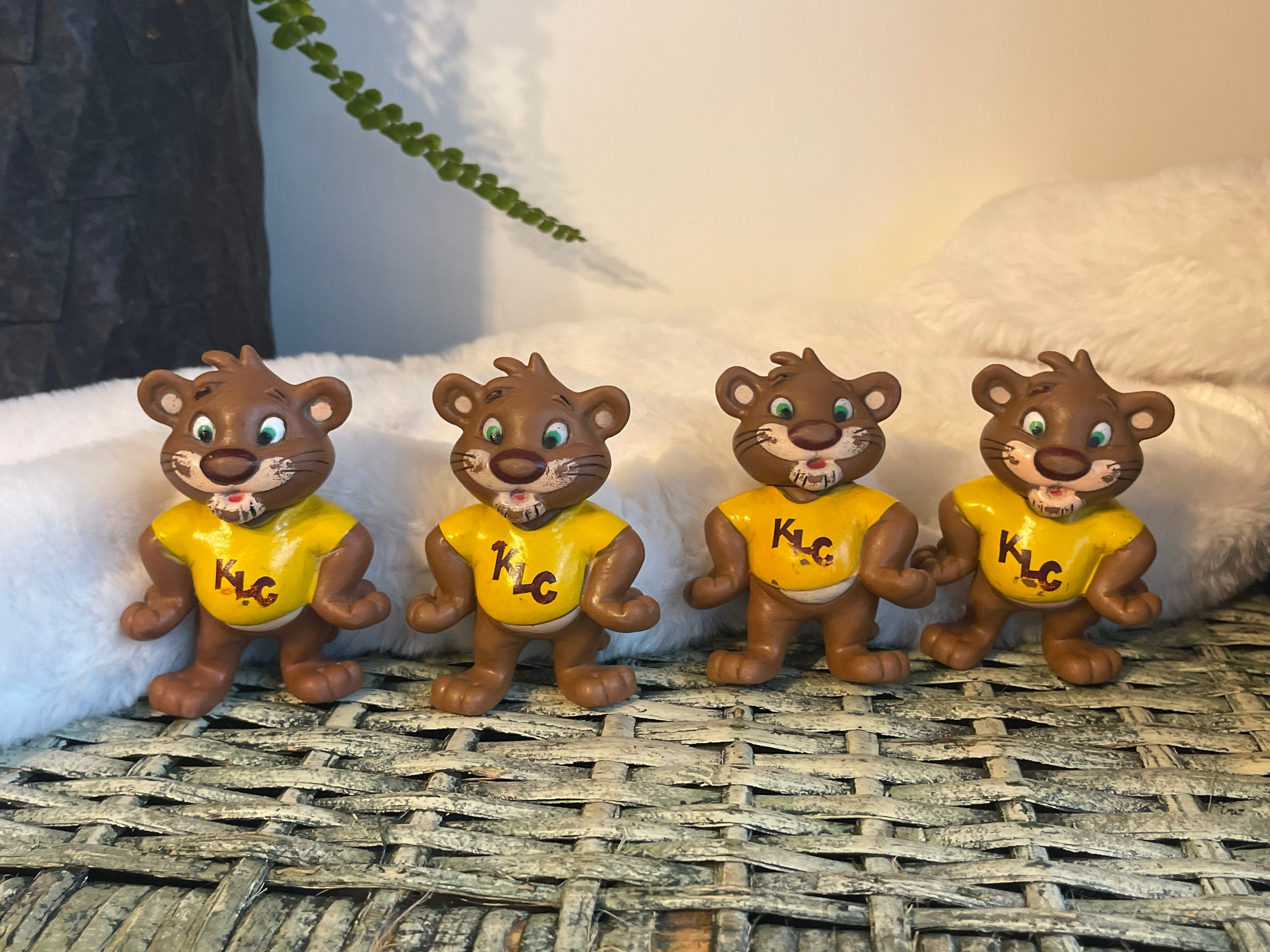 Four (4) KLC Hard Pvc Mascot Figure Toy 3 Inch Uncommon Tiger Bear Cat ...