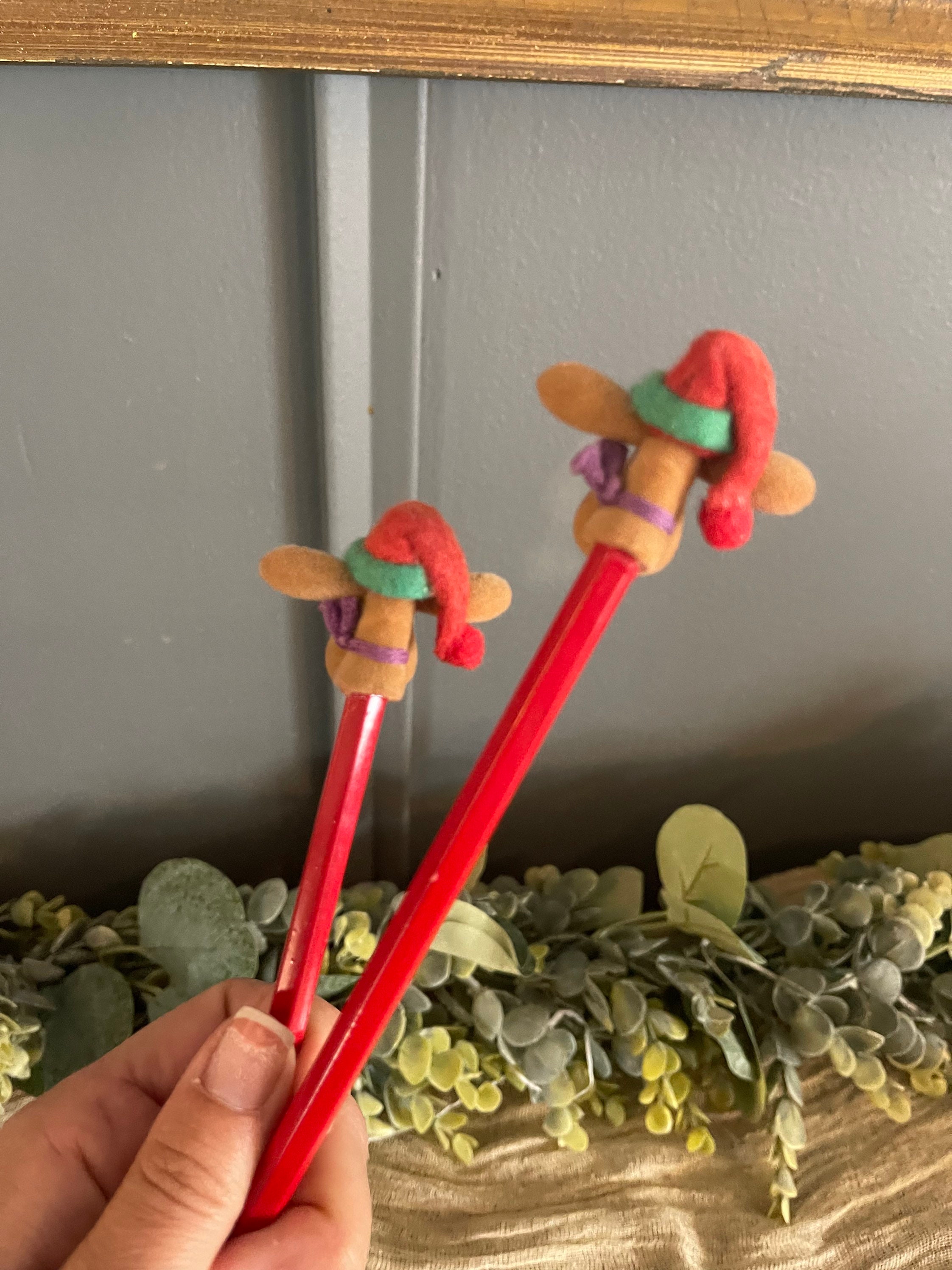Merry Moose Pencil | Pencil Topper Santa Hat Red Green Kitschy 1990s ...