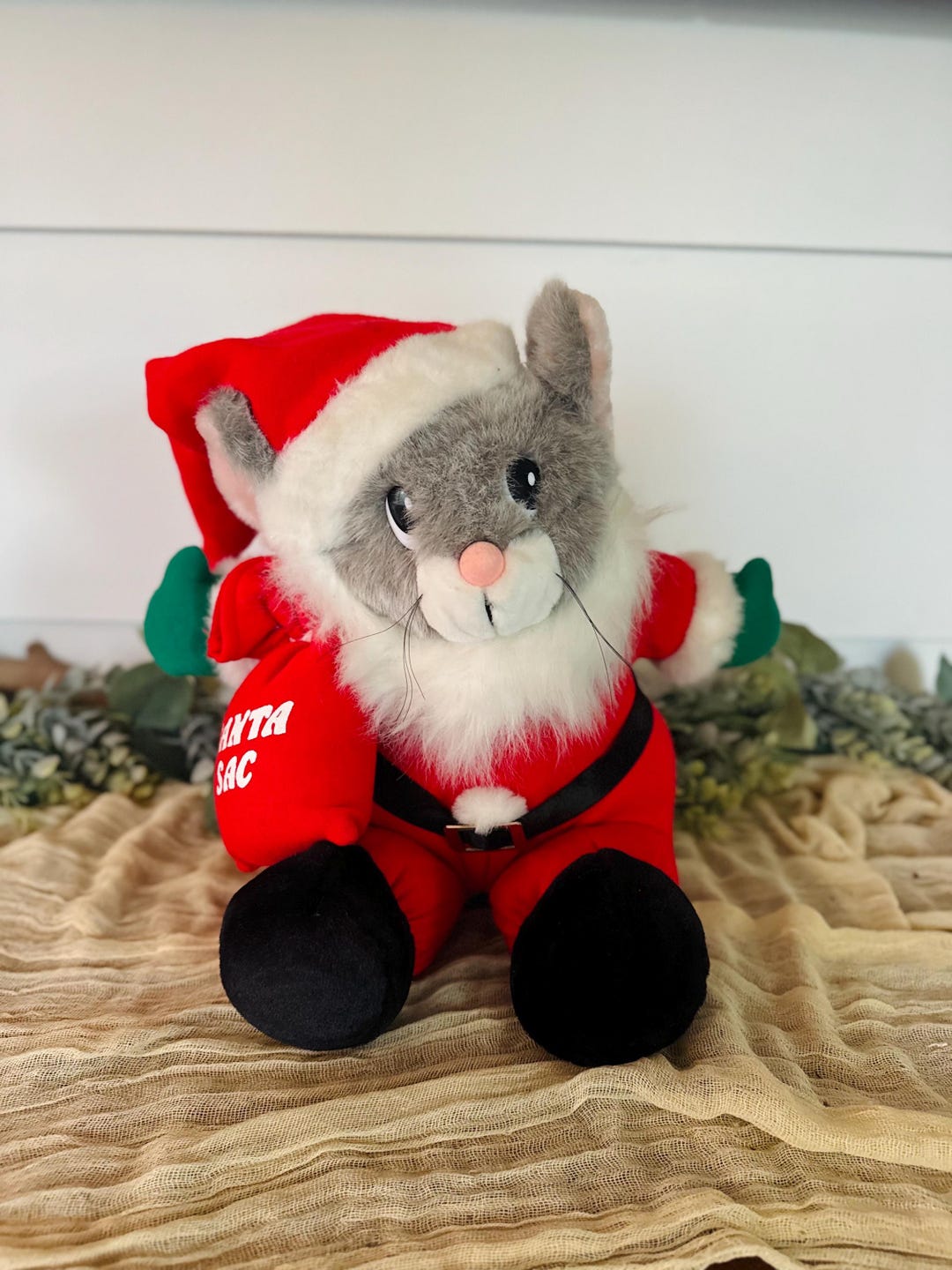 1980s JC Penny Santa Mouse Holiday Plush Retro Christmad Santa Sac - Etsy