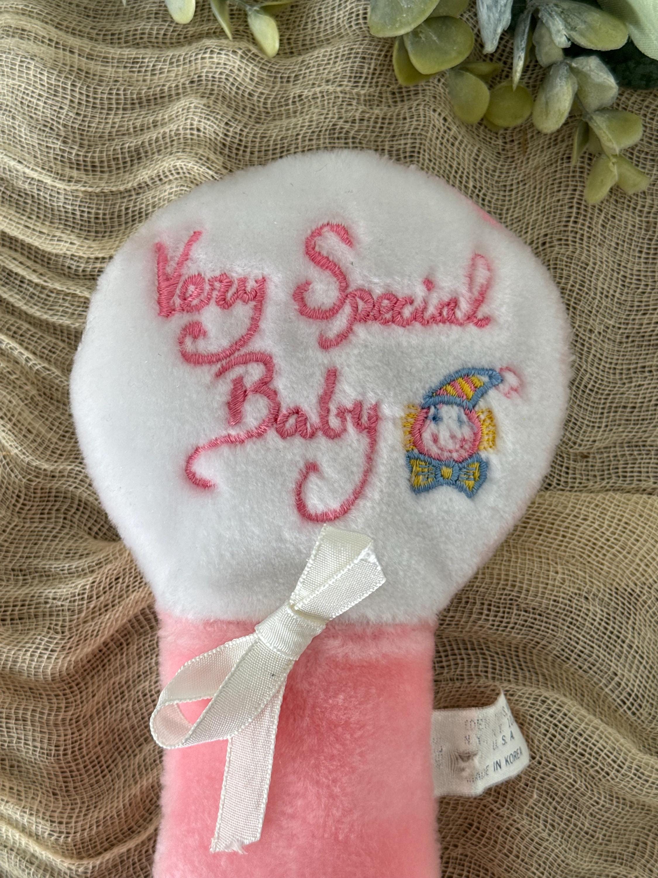 Eden Plush Baby Rattle Very Special Baby Pink Soft 80s Retro Intant Toy ...