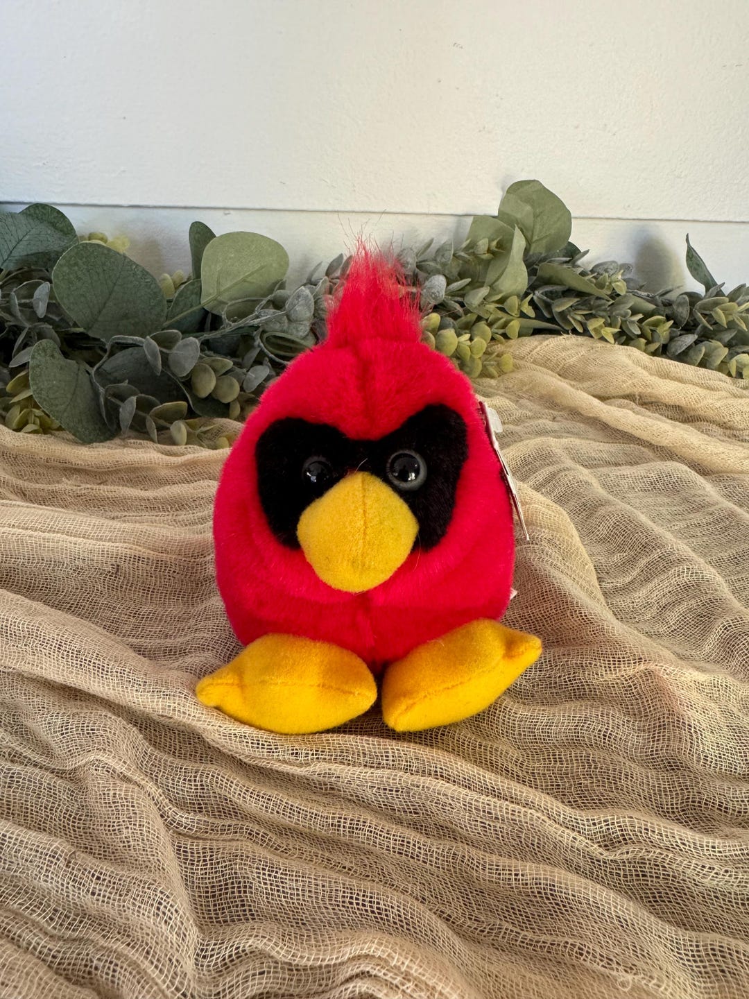 1990s Puffkins Casey the Cardinal | Swibco Small Round Plush Toy ...