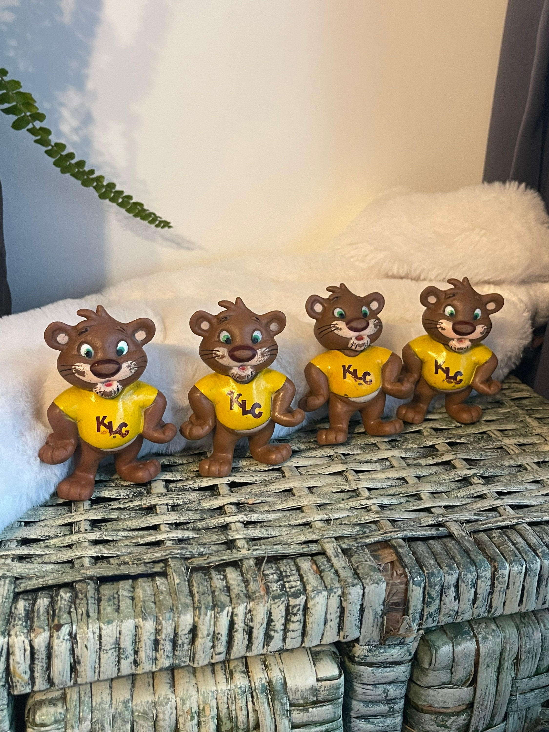 Four (4) KLC Hard Pvc Mascot Figure Toy 3 Inch Uncommon Tiger Bear Cat ...