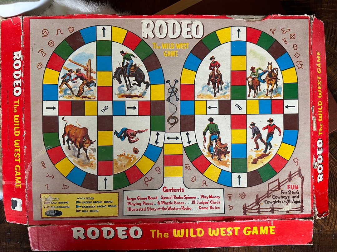Rodeo the Wild West Game Board Game Pieces by Whitman Mid Century ...