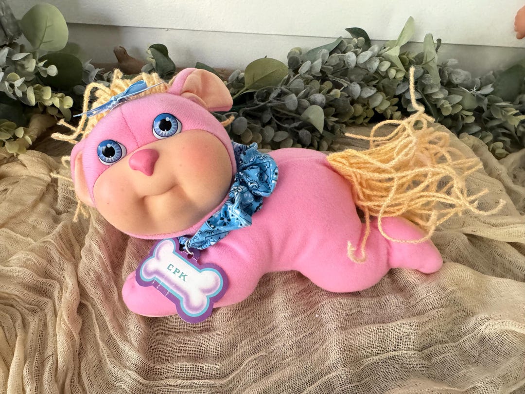 1992 Cabbage Patch Kids Crimp and Curl Animal Pink OAA Retro 90s Toy ...