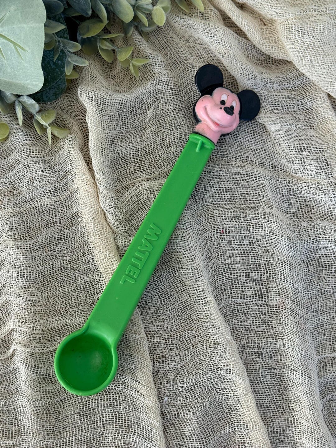 90s Mattel Disney Mickey Mouse Spoon Green Plastic Retro Disneyana ...