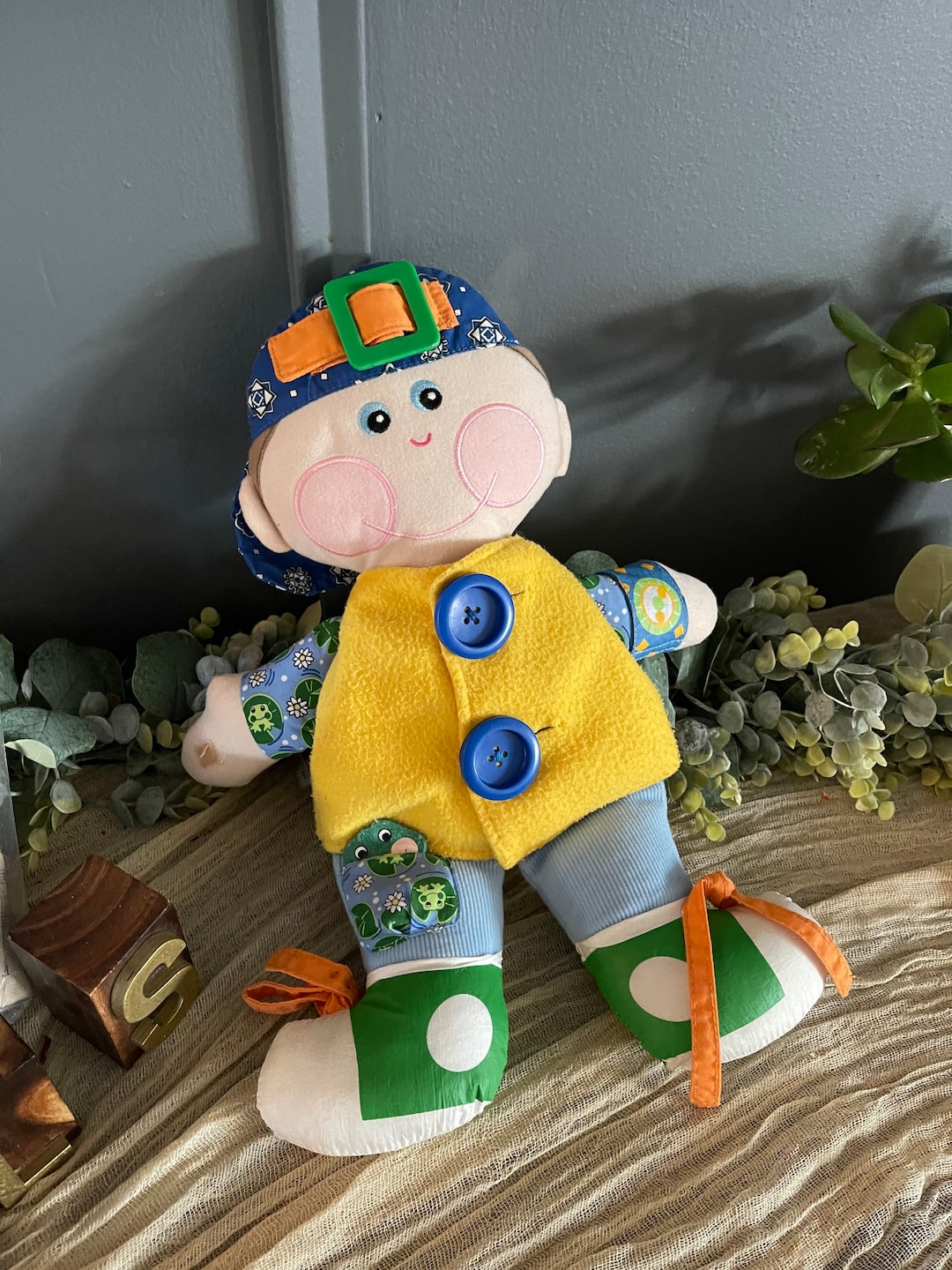 2001 Playskool Dapper Dan 6547 Plush Activity Manipulative Boy Doll ...