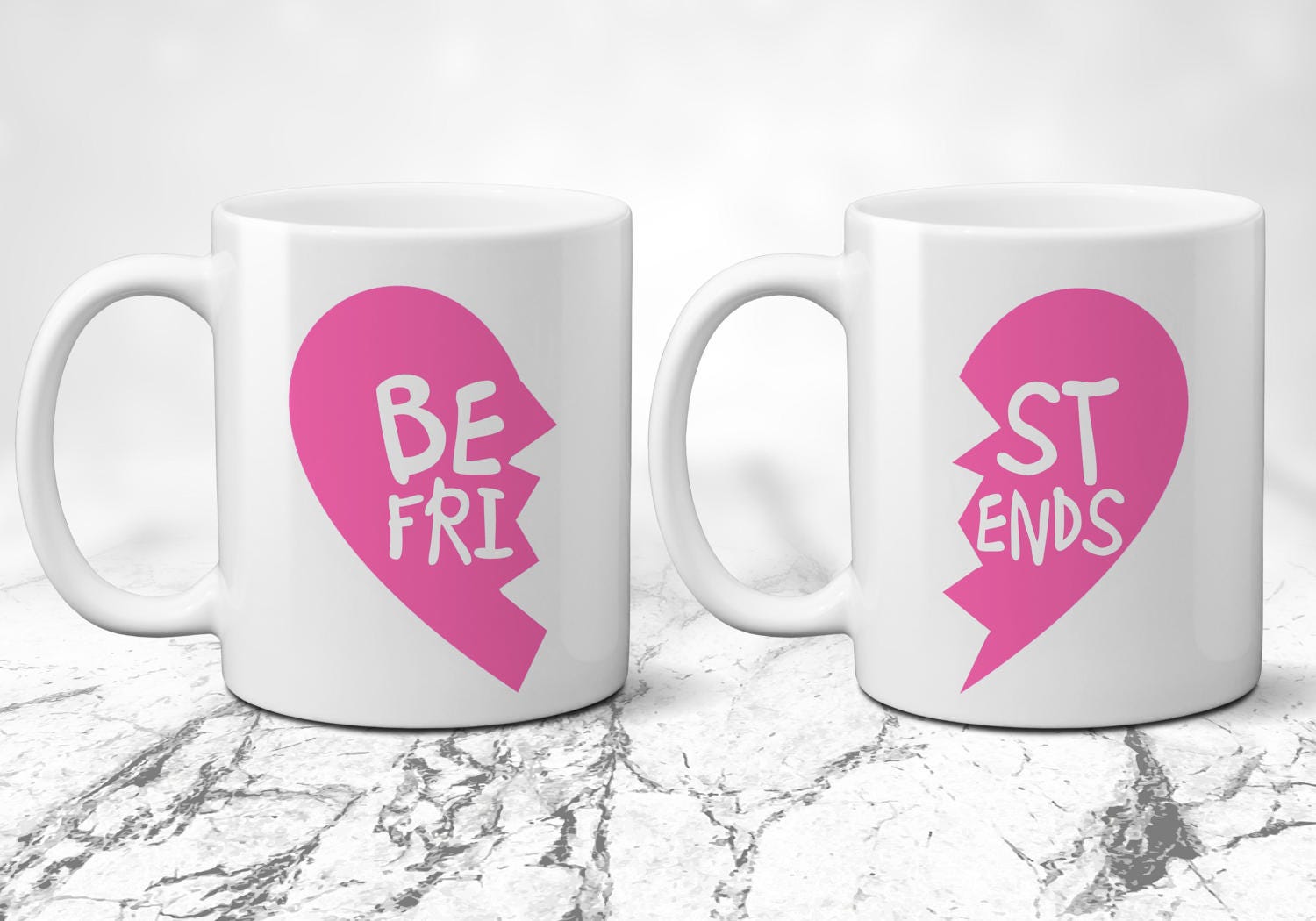 Best Friends Mug Set. Unique Gift for Bestie. Besties. Bffs. Hearts ...