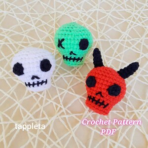Skull Trio Crochet Pattern, Skull Keychain Zombie Skull Devil Skull ...