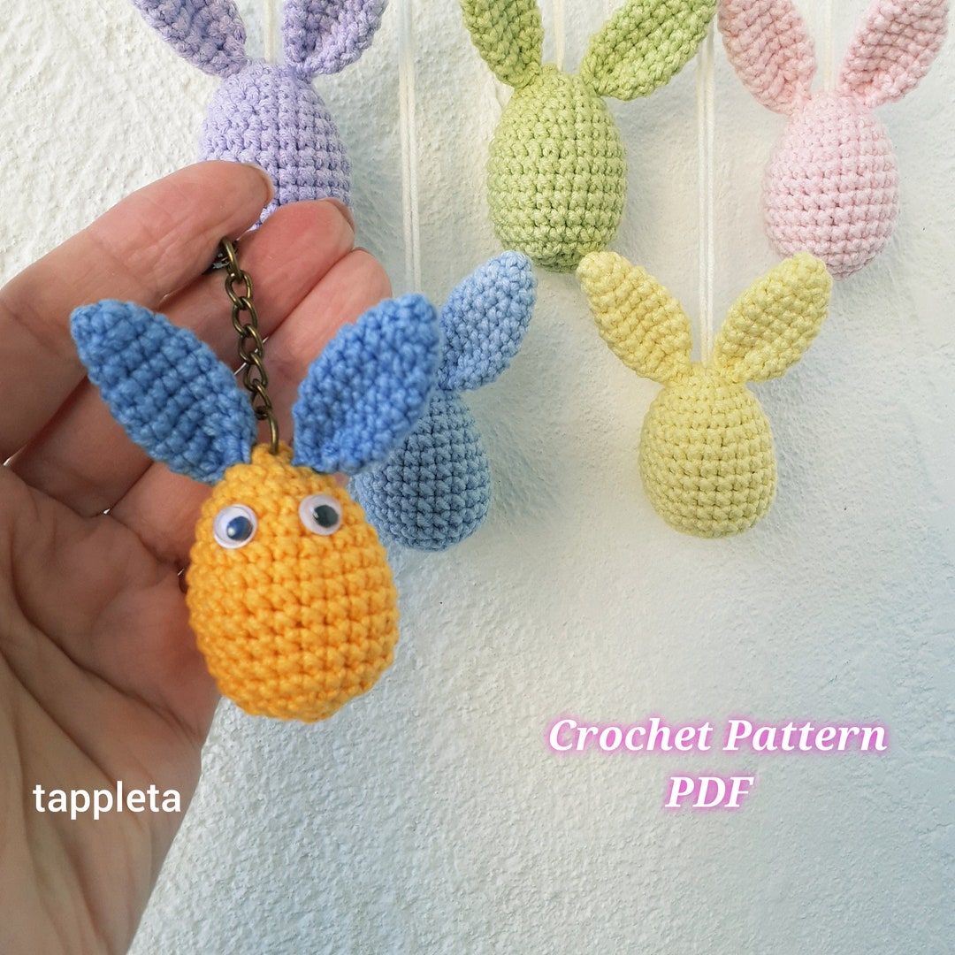 Bunny Egg Keychain Pattern, Crochet Egg With Bunny Ears Pattern ...