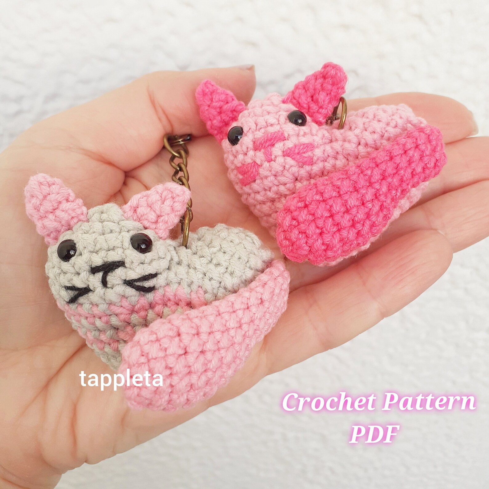 Crochet Heart Cat Keychain Pattern Small Cat Keychain - Etsy
