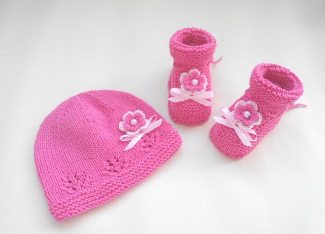 Fuchsia Baby Girl Outfit Preppy Baby Girl Sweater Set Hat | Etsy