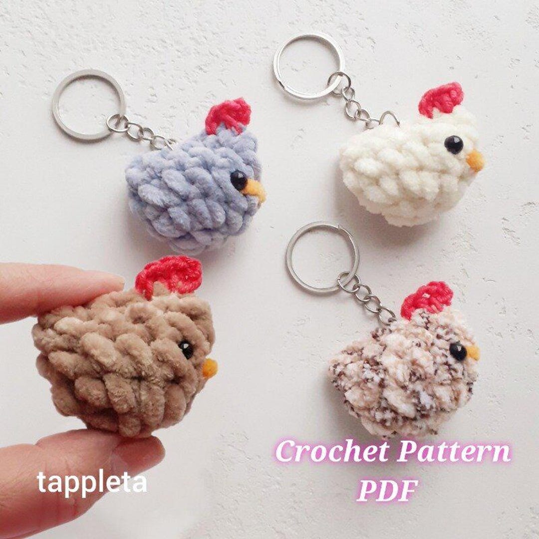 Mini Chicken Keychain Crochet Pattern, Plushie Keychains, Chicken Lover ...
