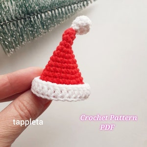 Mini Santa Hat Crochet Pattern, Santa Claus Amigurumi Hat Ornament ...