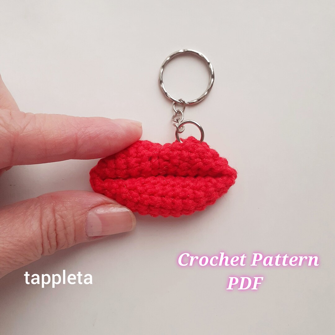 Red Lips Keychain Crochet Pattern, Crochet Valentines Kisses Keychain ...