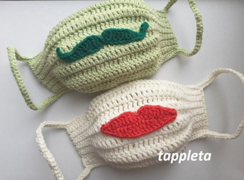 Face Mask Crochet pattern face mask with Mustache pattern | Etsy