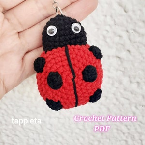 Ladybug Keychain Crochet Pattern, Amigurumi Lady Bug Crochet Charm ...