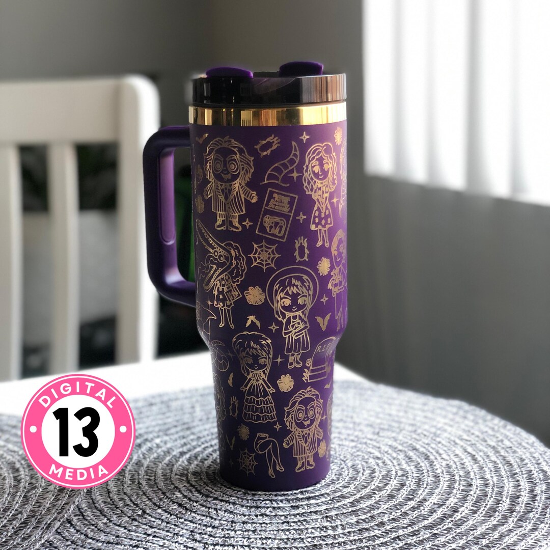 Halloween Movie Characters Full Wrap 40oz Purple Engraved Tumbler ...