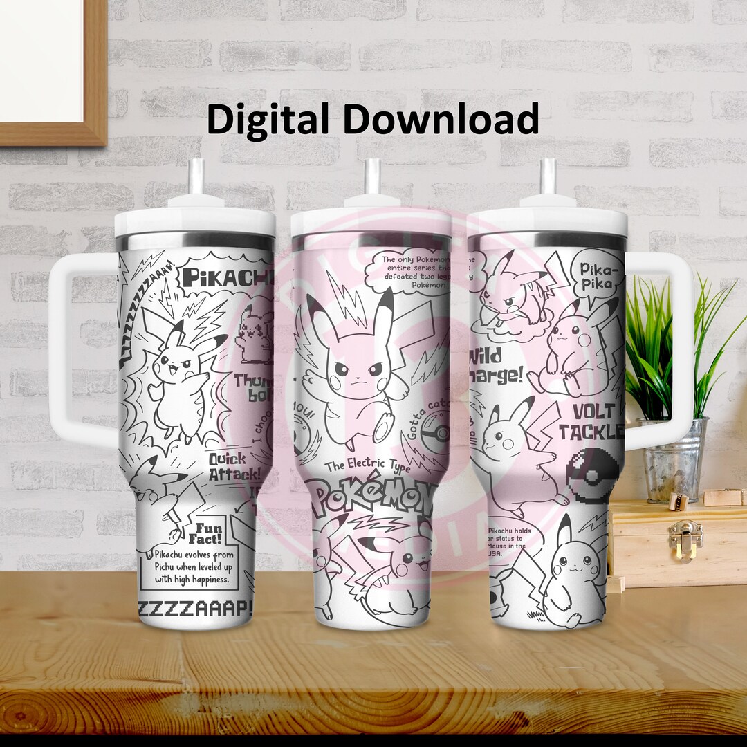 Pokemon Pikachu Battle 40oz Engraved Tumbler, 40 Oz Tumbler Png ...