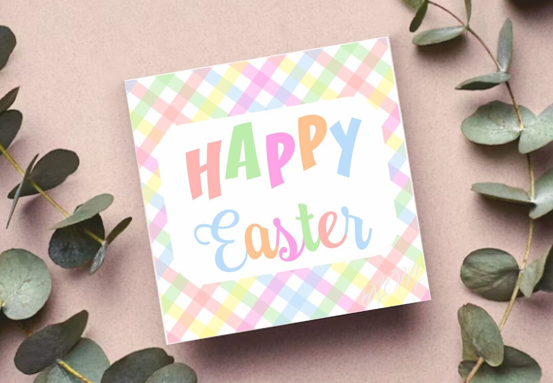 Easter Printable Easter Tags Print Cookie Tag Printable 2x2 Happy ...