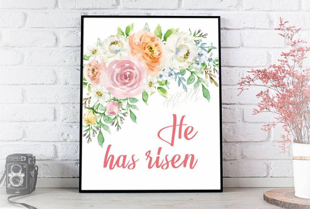 Easter Printables Art He Has Risen Print He is Risen Happy Easter Print ...