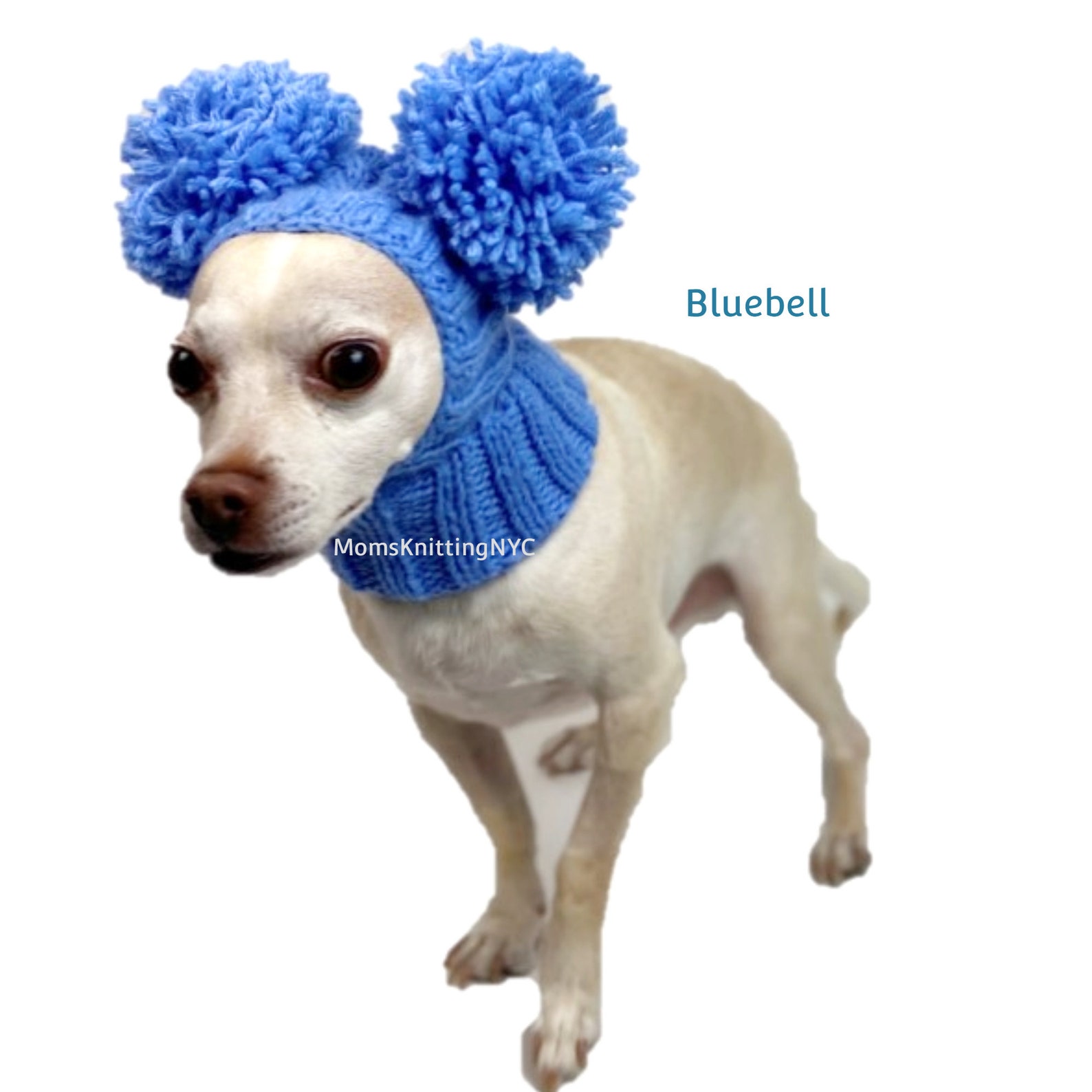 BLUE Dog Double Pom Pom Hat BLUE Dog Balaclava Hat SMALL Dog | Etsy