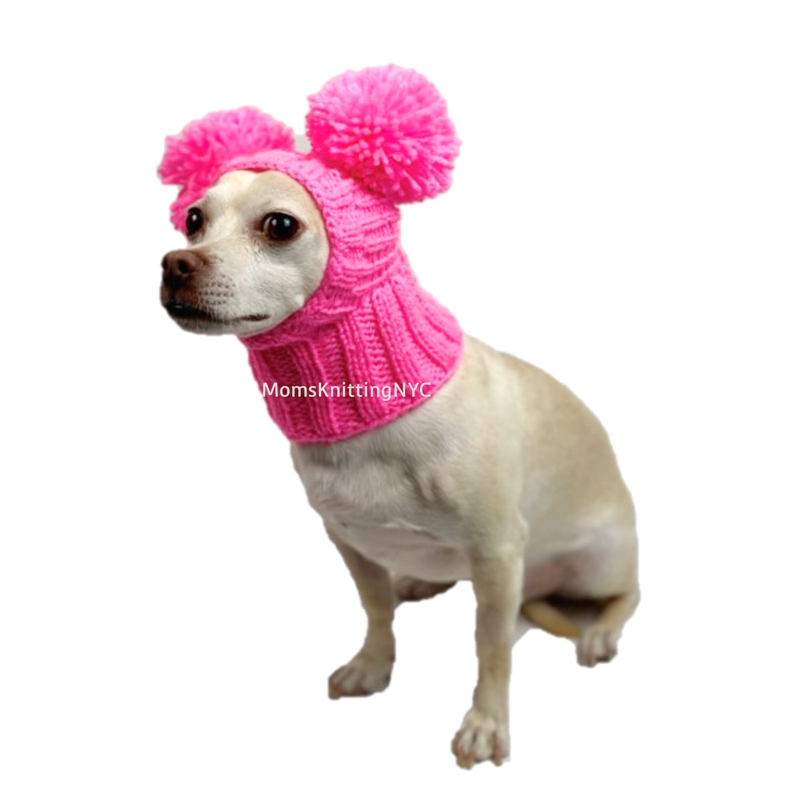 Pink Dog Hat SMALL Balaclava Dog Pom Pom Winter Snood Hood - Etsy