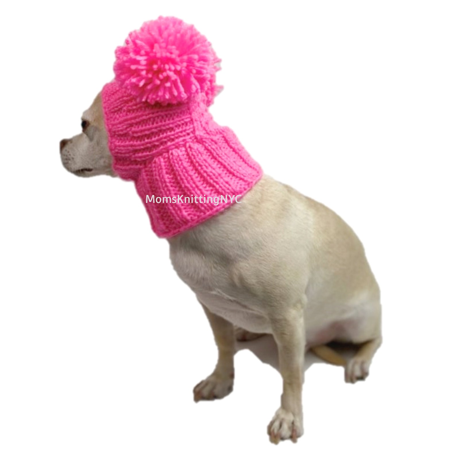 Pink Dog Hat SMALL Balaclava Dog Pom Pom Winter Snood Hood - Etsy