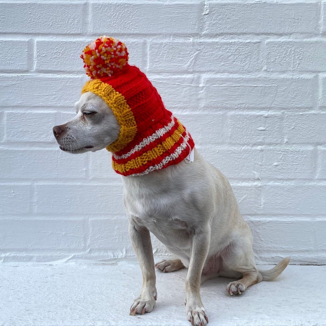 Kansas City Chiefs Football Fan Gift SMALL DOG Hat Beanie Cowl Snood ...