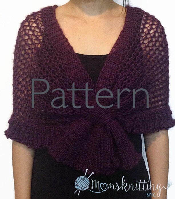 KNIT Pattern Lace Knit Shawl Wrap Ruffle Edge Keyhole | Etsy
