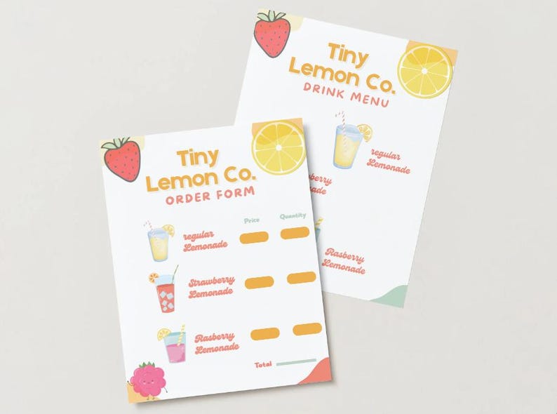 Kids Lemonade Stand Printable Pack, Drink Menu & Order, Form Fun ...