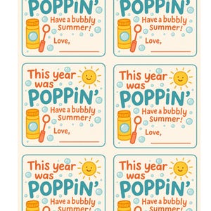 Bubbles Class Gift Printable Bundle | End of Year Tags + Teacher Thank ...
