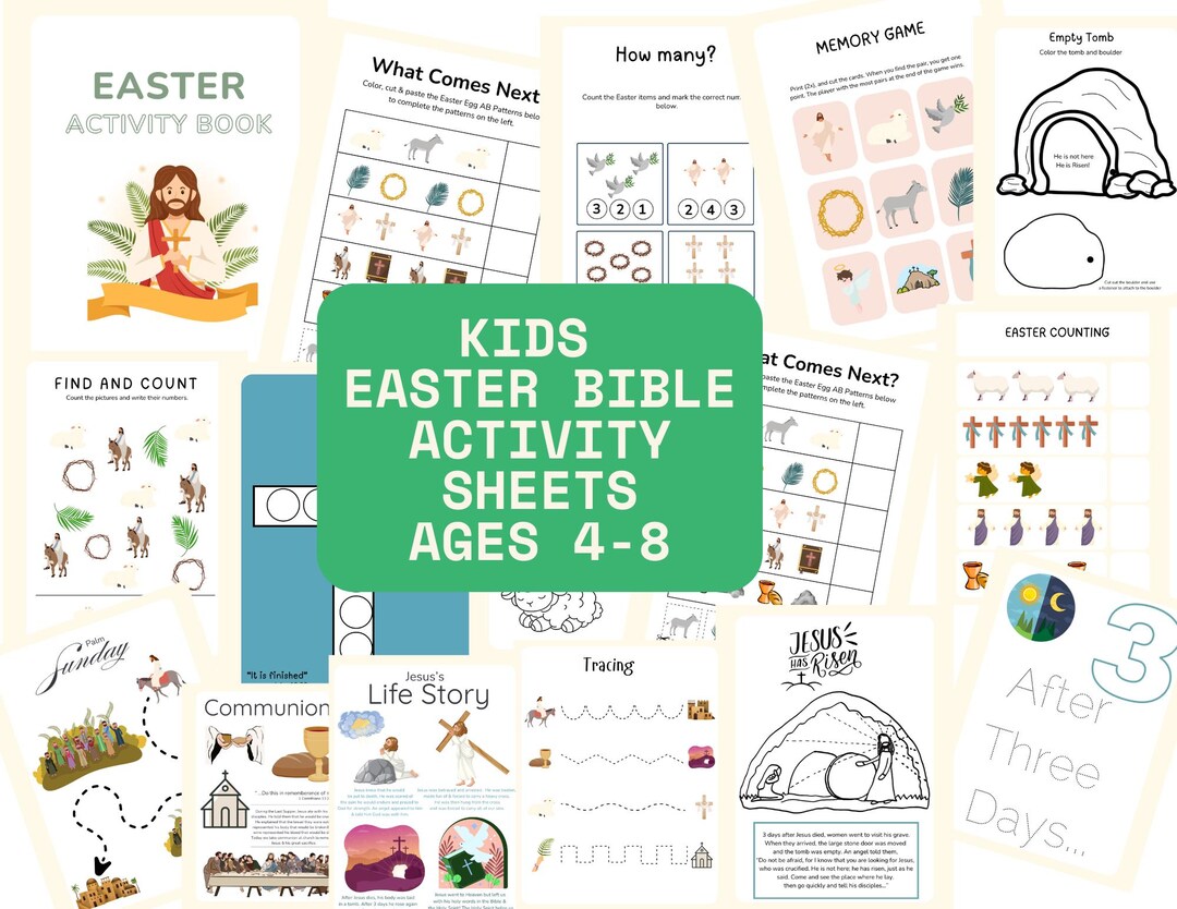 Kids Easter Bible Activity Sheets - Etsy