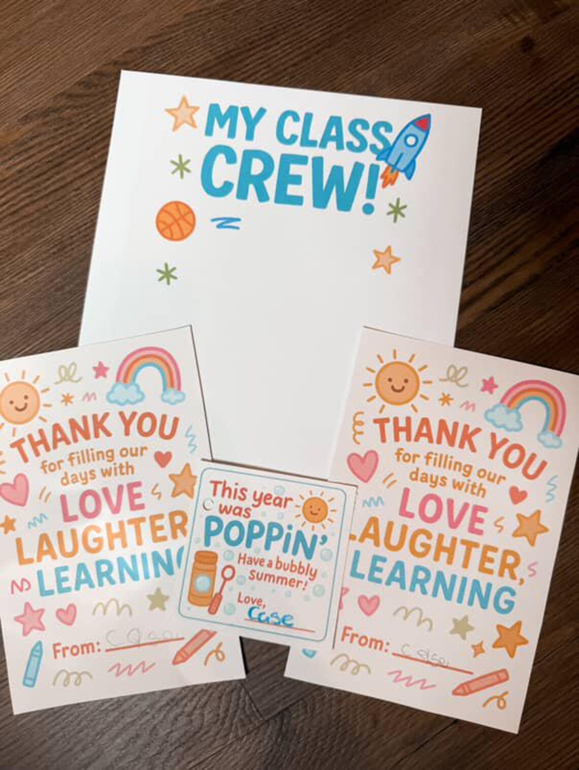 Bubbles Class Gift Printable Bundle | End of Year Tags + Teacher Thank ...
