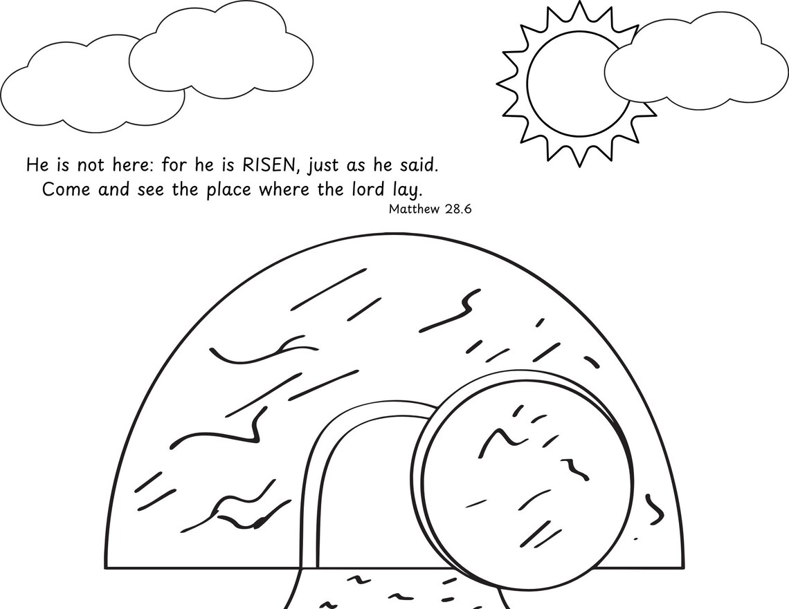 He is RISEN Easter Coloring Page - Etsy