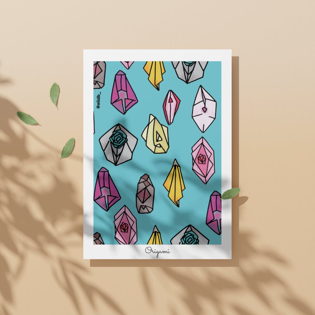 ORIGAMI - A5 Illustration Elidb - Printable/business Card Version - Etsy