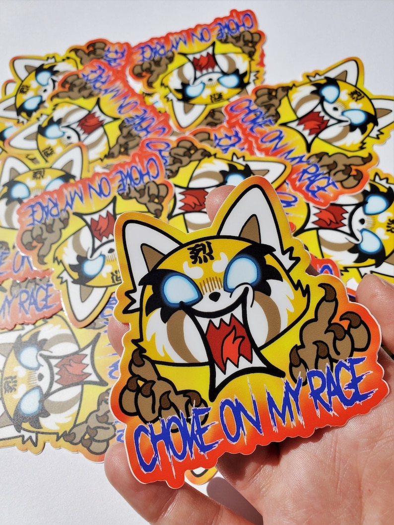 Choke on My Rage Aggretsuko Fanart Vinyl Sticker - Etsy