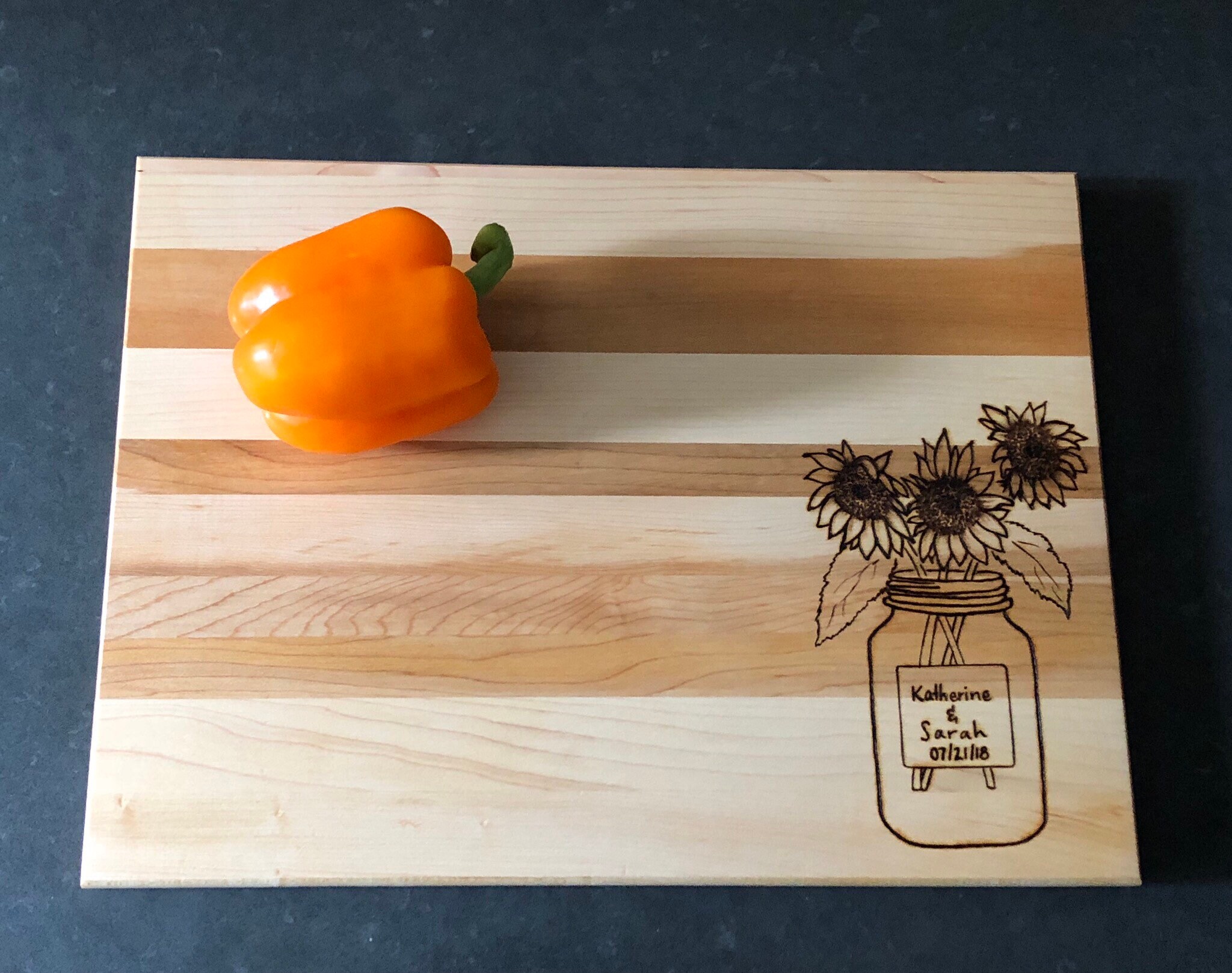 Personalized sunflower cutting board wedding cutting board | Etsy