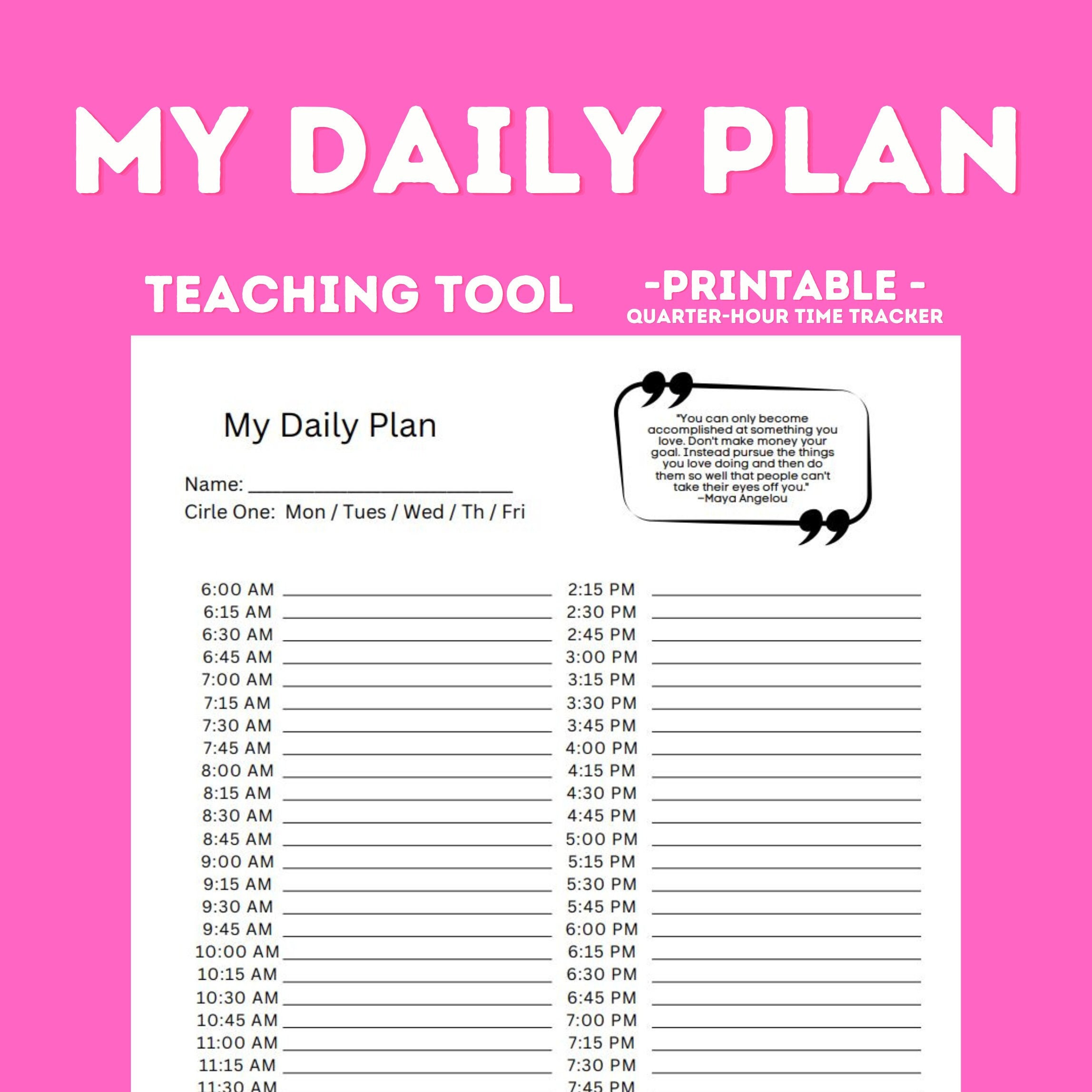 15 Minute Daily Planner (printable PDF) - Etsy