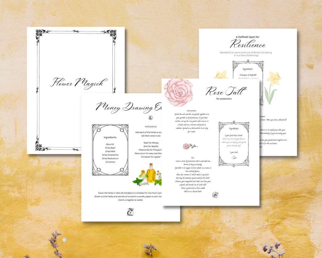 Flower Magick, Spell, Book of Shadows, Grimoire Printable Page, Digital ...