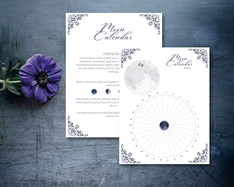 Personal Moon Calendar, Cycle & Mood Tracker (PDF, PNG) - Etsy