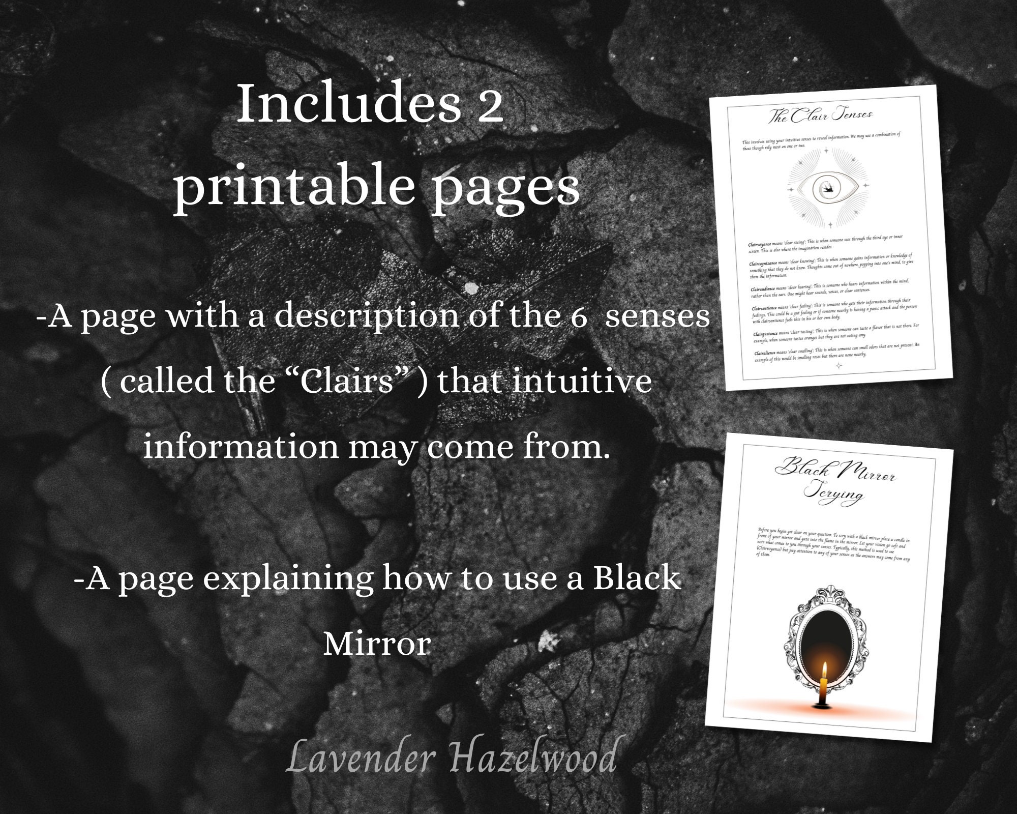 Black Mirror Scrying Guide, Intuitive Senses, Book of Shadows (digital ...