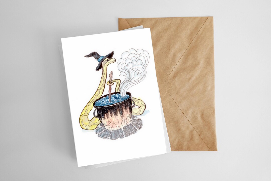 Ball Python Witch Greeting Card - Snake Lovers Gift - Etsy