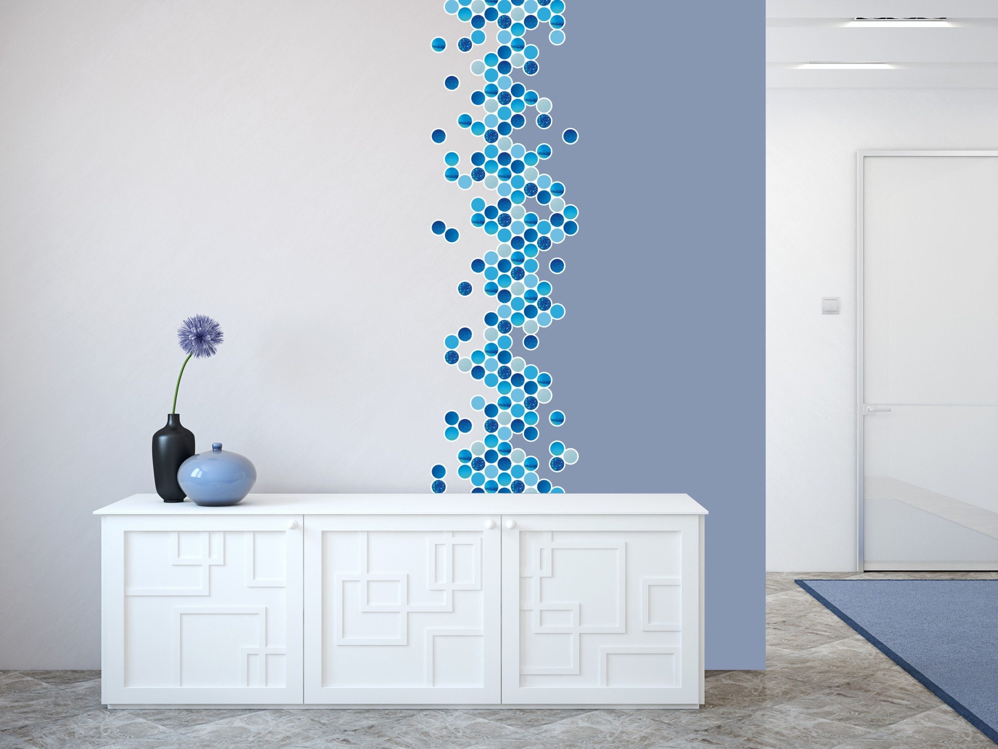 Two tone blue handmade wall decal panel - Etsy Polska